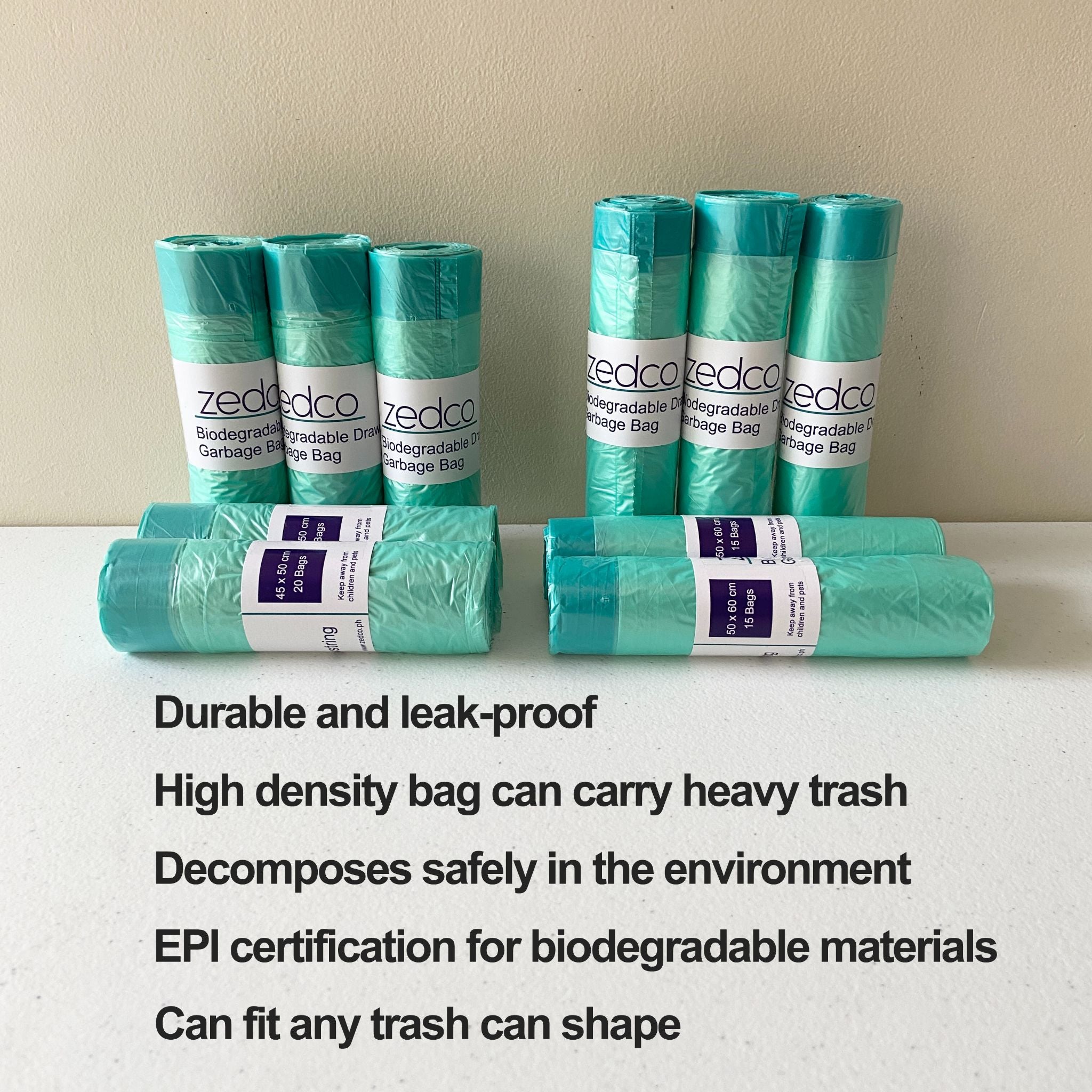 Zedco Garbage Bag (Drawstring) - Biodegradable Trash Bag, Durable and ...