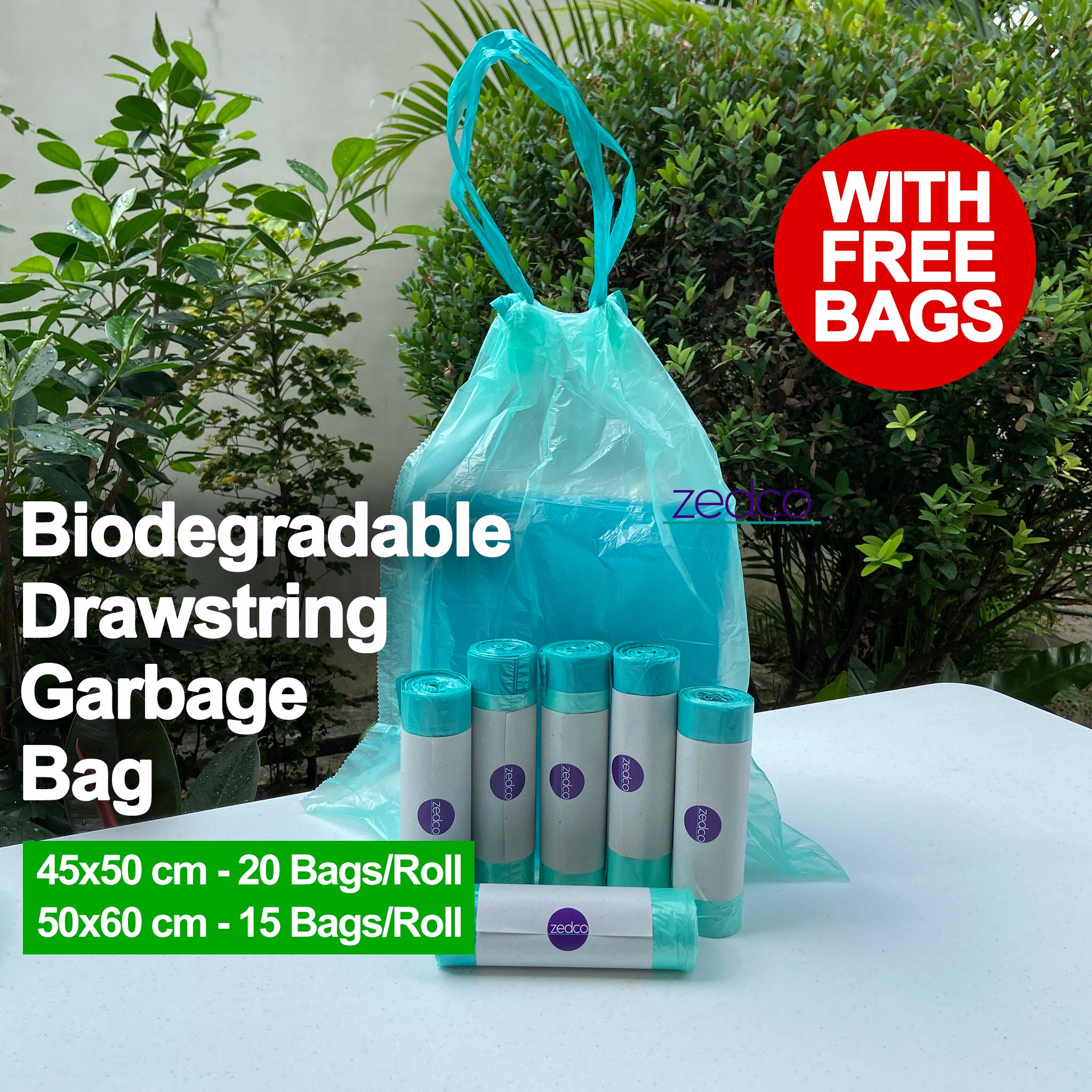 Drawstring Garbage Bag - Biodegradable, Automatic Closing, Durable and ...